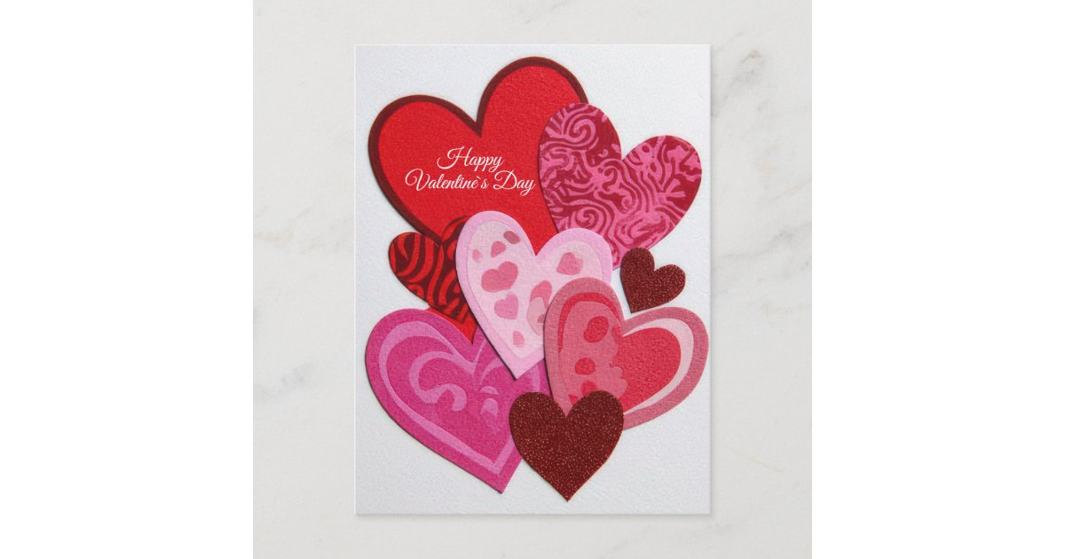 Elegant Red Heart Collage Valentine’s Day Card | Zazzle