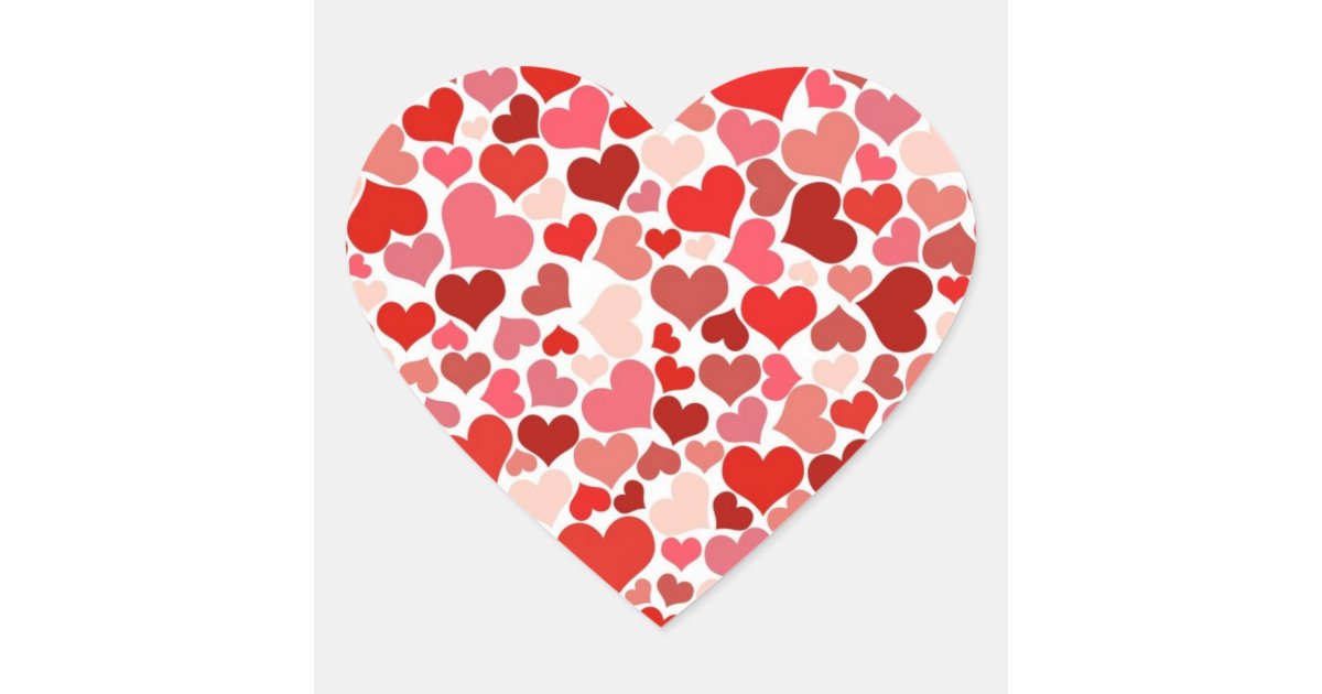 Elegant Red Heart Pattern Sticker | Zazzle