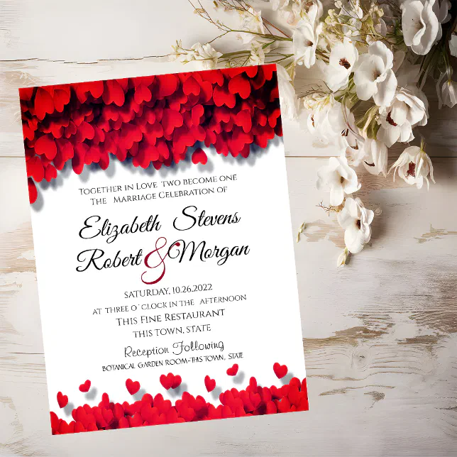 Elegant Red Hearts Invitation | Zazzle