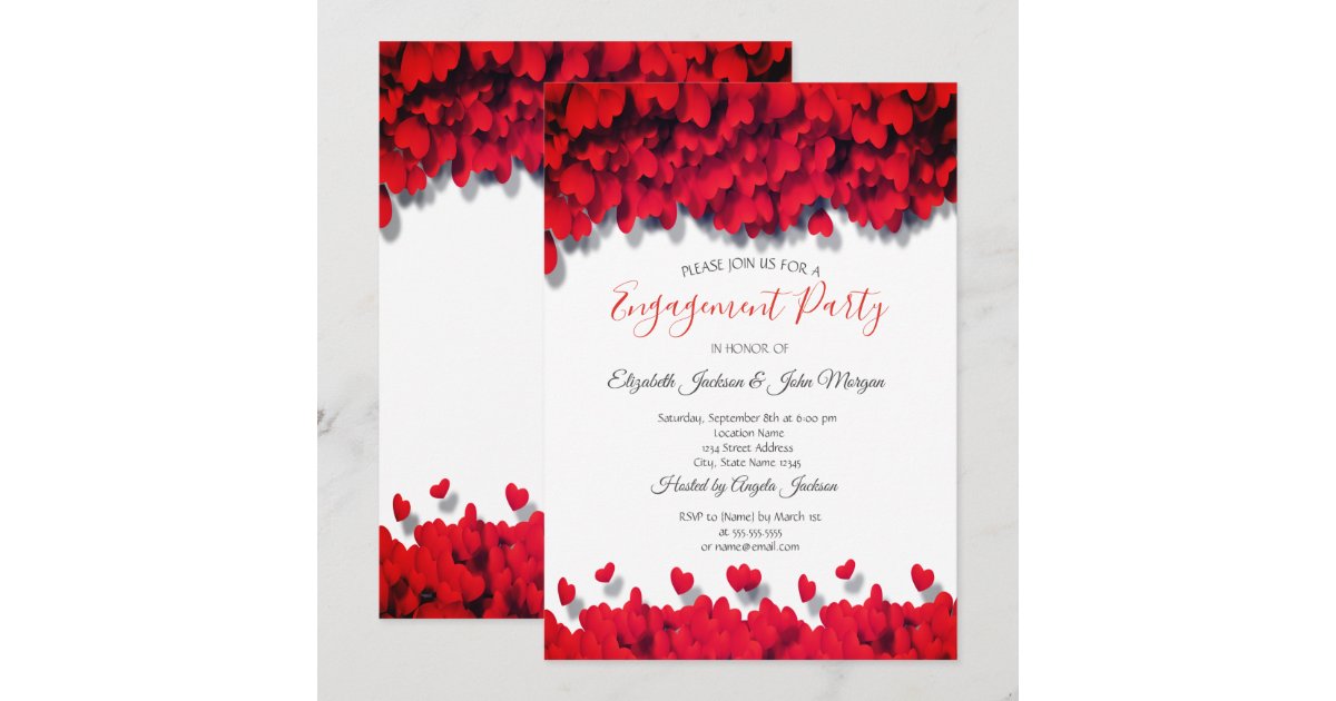 Elegant Red Hearts Invitation | Zazzle