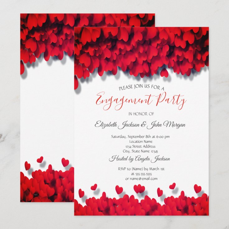 Elegant Red Hearts Invitation | Zazzle
