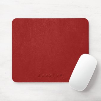Elegant Red Leather Texture Print Mouse Pad | Zazzle