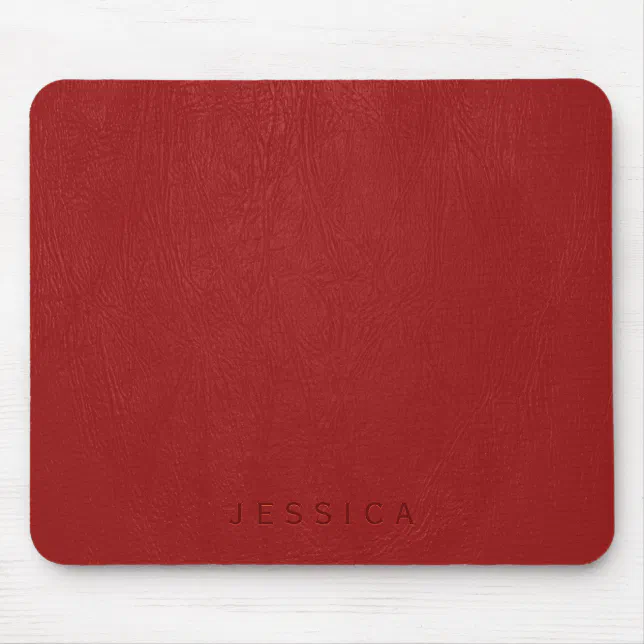 Elegant Red Leather Texture Print Mouse Pad | Zazzle