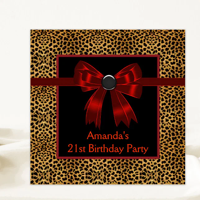 Elegant Red Leopard Birthday Party Invitation | Zazzle