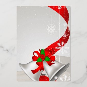 Elegant Red Loop Silver Bells Christmas Invitation Foil Invitation | Zazzle