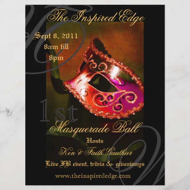 Elegant Red Masquerade Ball Party Event Flyer | Zazzle