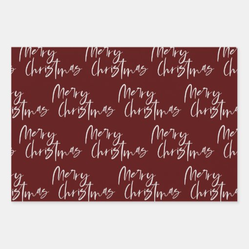 Elegant Red Merry Christmas Quote Gift Wrapping Paper Sheets | Zazzle
