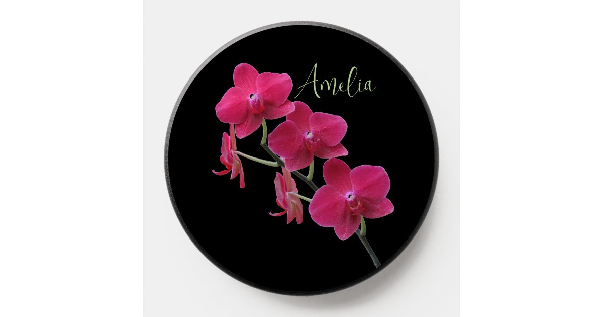 Elegant Red Orchid Flower Personalized PopSocket | Zazzle