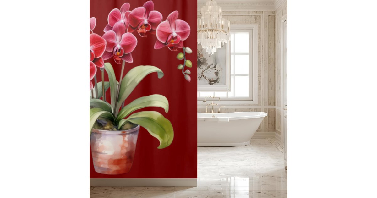 Elegant Red Orchids Shower Curtain | Zazzle