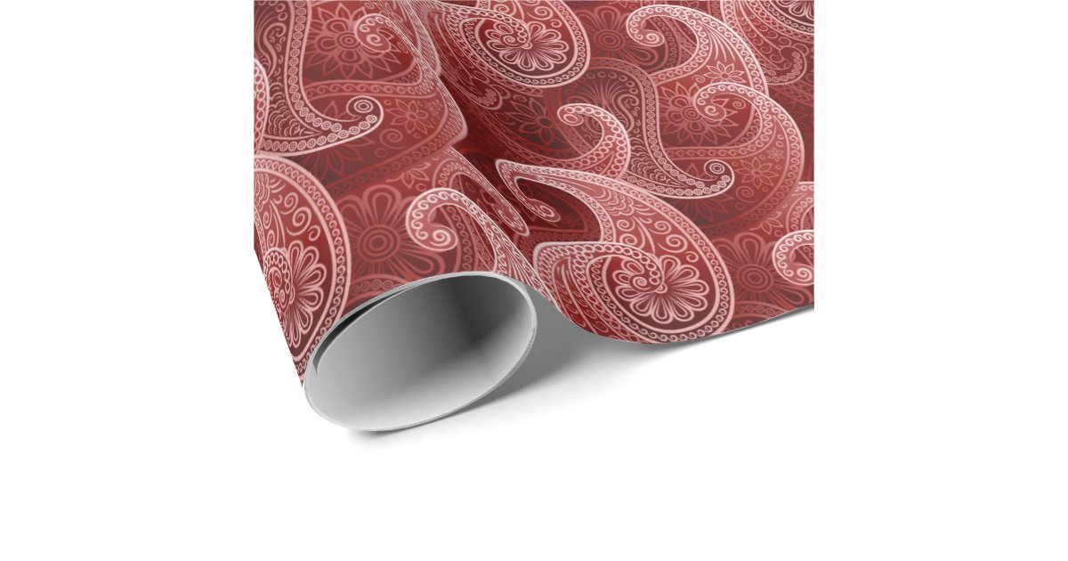 Elegant Red Paisley Pattern Wrapping Paper | Zazzle