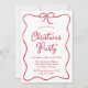 Elegant Red Ribbon Bow Christmas Party Invitation | Zazzle