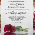 Elegant Red Rose BUDGET Wedding Reception Invite | Zazzle