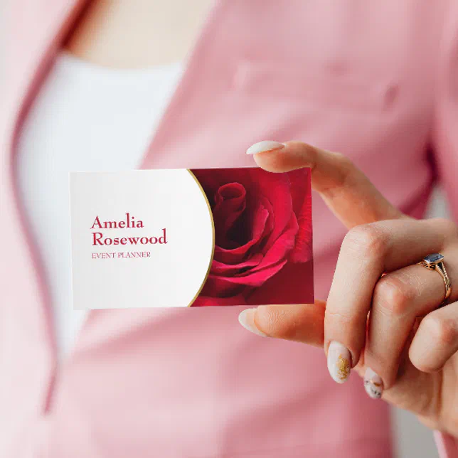Elegant Red Rose Business Card | Zazzle
