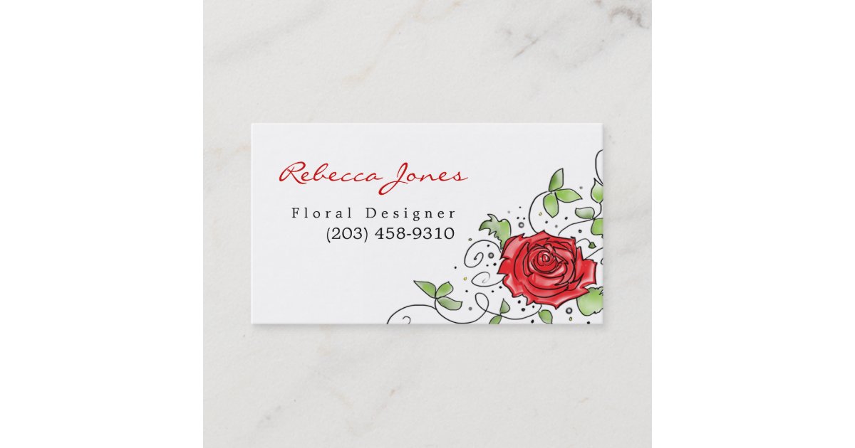 Elegant Red Rose - Business Card | Zazzle