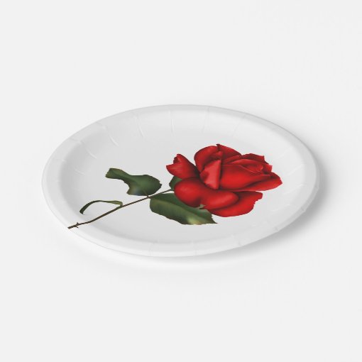 Elegant Red Rose Elegant Glam Floral Wedding Party Paper Plates | Zazzle