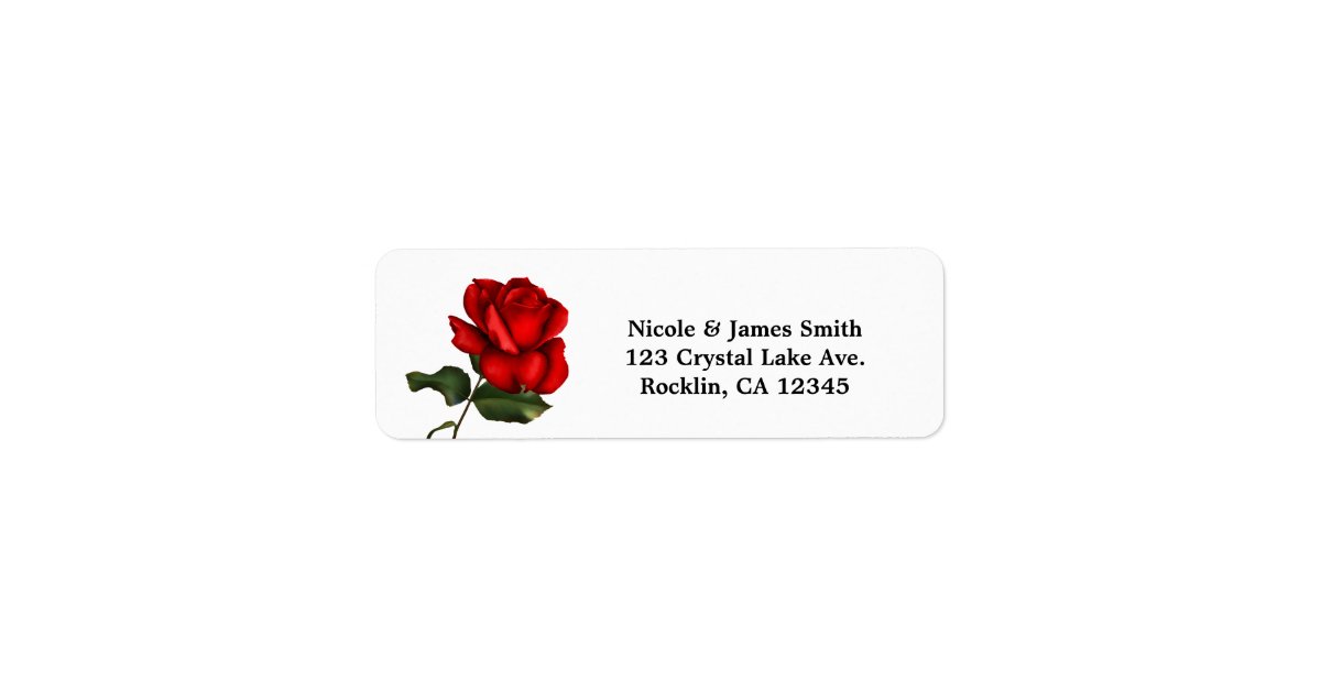 Elegant Red Rose Long Stem Floral Invitation Label | Zazzle