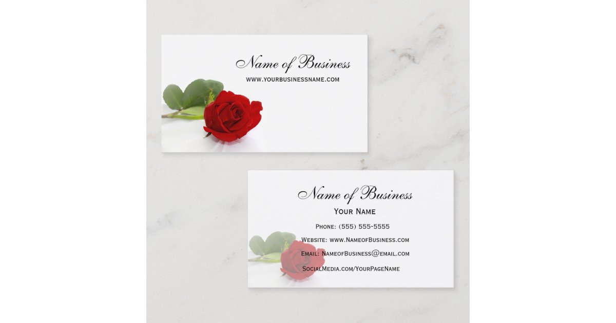 Elegant Red Rose Professional Red and White Floral Business Card ...