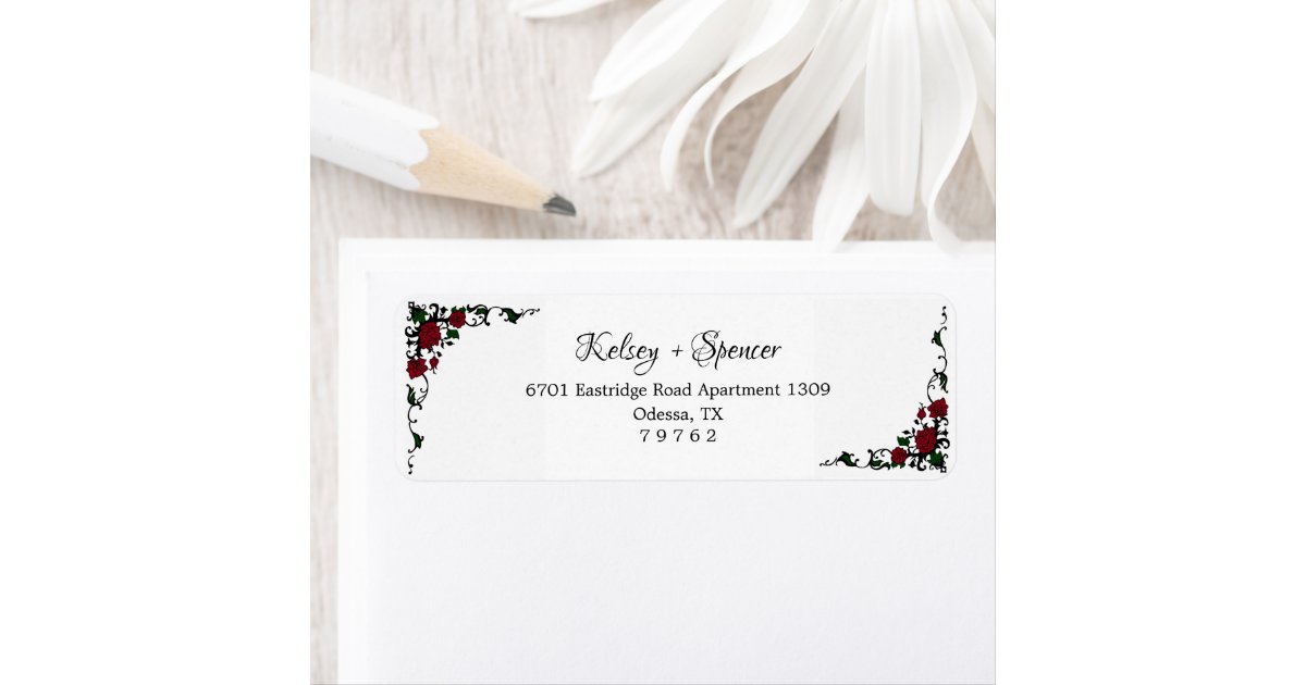 Elegant Red Rose Return Address Labels | Zazzle