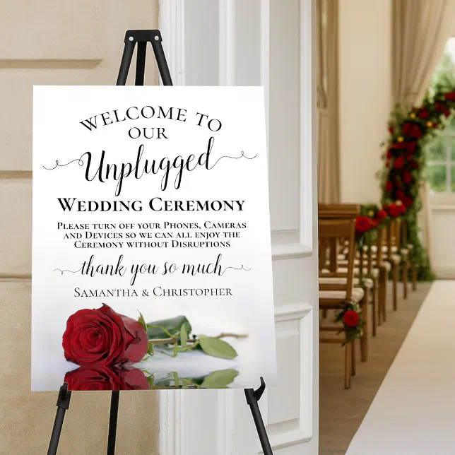 Elegant Red Rose Unplugged Wedding Ceremony Foam Board | Zazzle