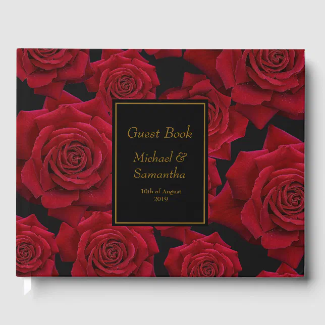 Elegant Red Rose - Wedding Guest Book | Zazzle