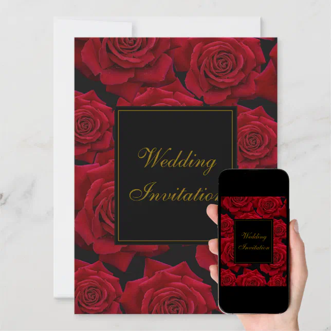 Elegant Red Rose - Wedding Invitation | Zazzle