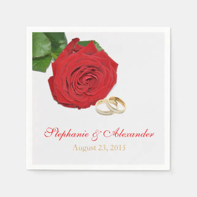 Elegant Red Rose Wedding Paper Napkins | Zazzle