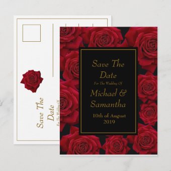 Elegant Red Rose - Wedding Save The Date Announcement Postcard | Zazzle
