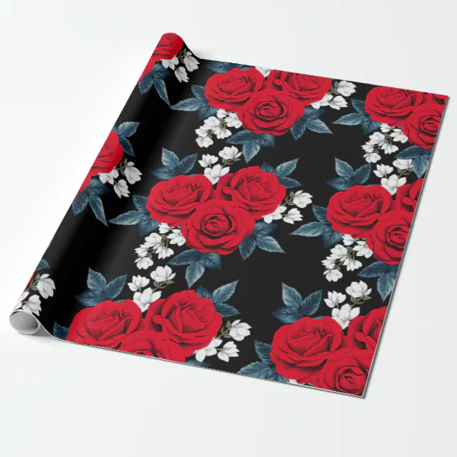 Elegant Red Rose Wrapping Paper | Zazzle