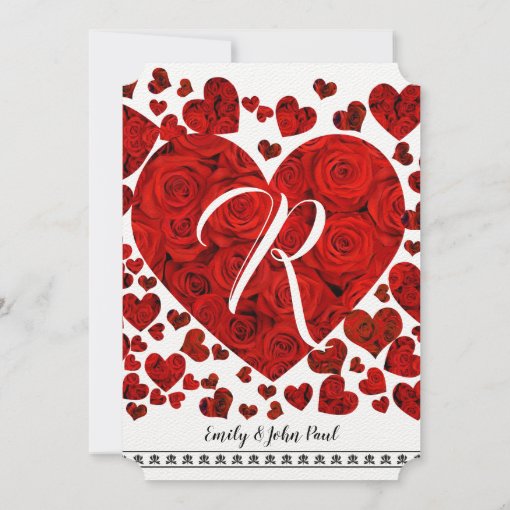 Elegant Red Roses and Hearts Wedding Invitation | Zazzle