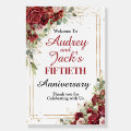 Elegant Red Roses Anniversary Welcome Sign | Zazzle