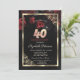 Elegant Red Roses Frame Black 40th Birthday Invitation | Zazzle