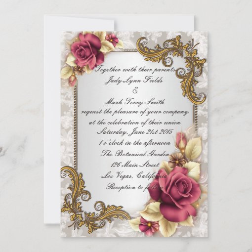 Elegant Red Roses Invitation | Zazzle