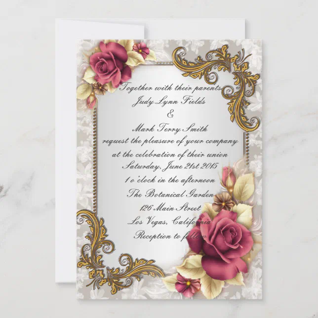 Elegant Red Roses Invitation | Zazzle