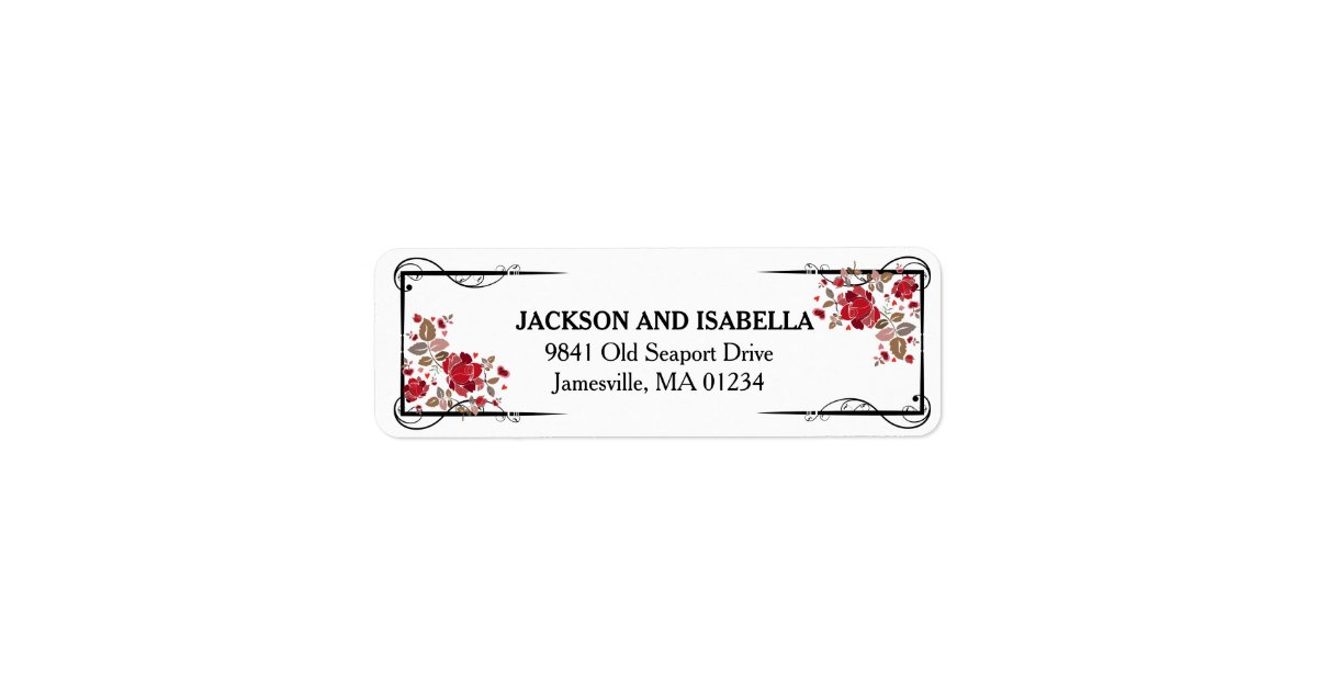 Elegant Red Roses Wedding Return Address Labels | Zazzle