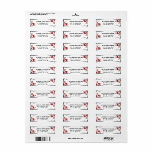 Elegant Red Roses Wedding Return Address Labels | Zazzle