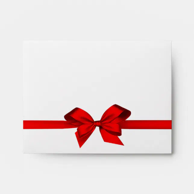 Elegant Red Satin Bow on White Envelope | Zazzle
