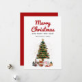 Elegant Red Script Christmas Tree Holiday Card | Zazzle