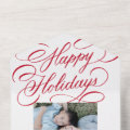 Elegant Red Script Happy Holiday Photo Card | Zazzle