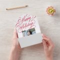 Elegant Red Script Happy Holiday Photo Card | Zazzle