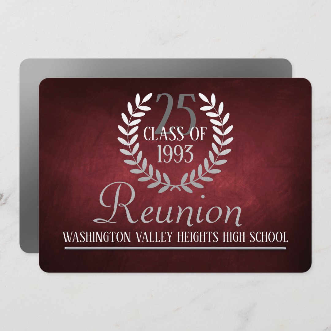 Elegant Red|Silver Class Reunion Invitation | Zazzle