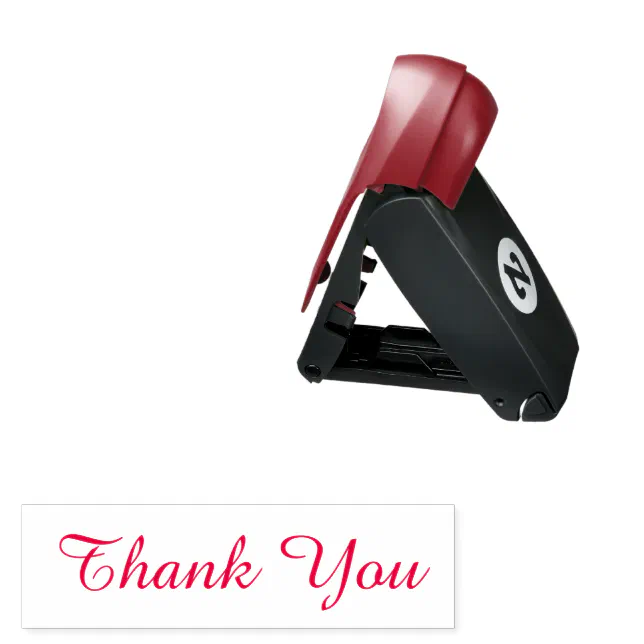 Elegant Red Thank You Script Pocket Stamp | Zazzle