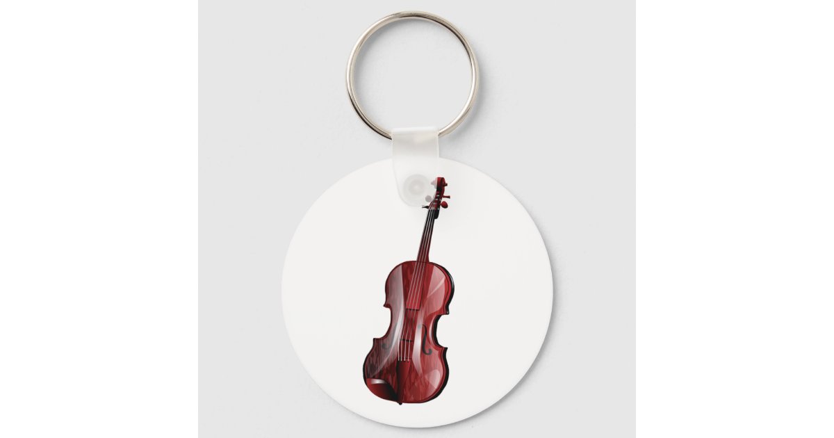 Elegant Red Violin Musical Instrument Keychain | Zazzle