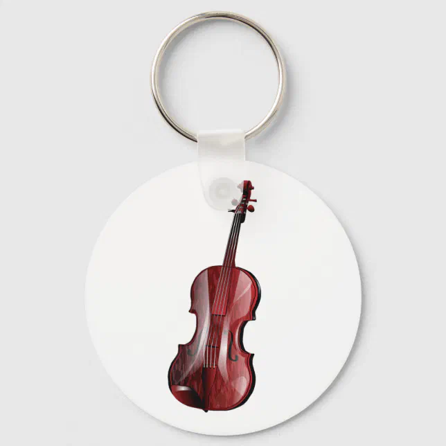 Elegant Red Violin Musical Instrument Keychain | Zazzle