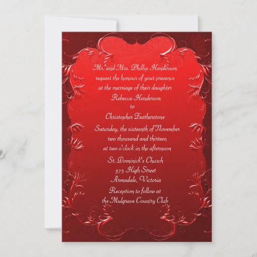 Elegant Red Wedding Invitation | Zazzle