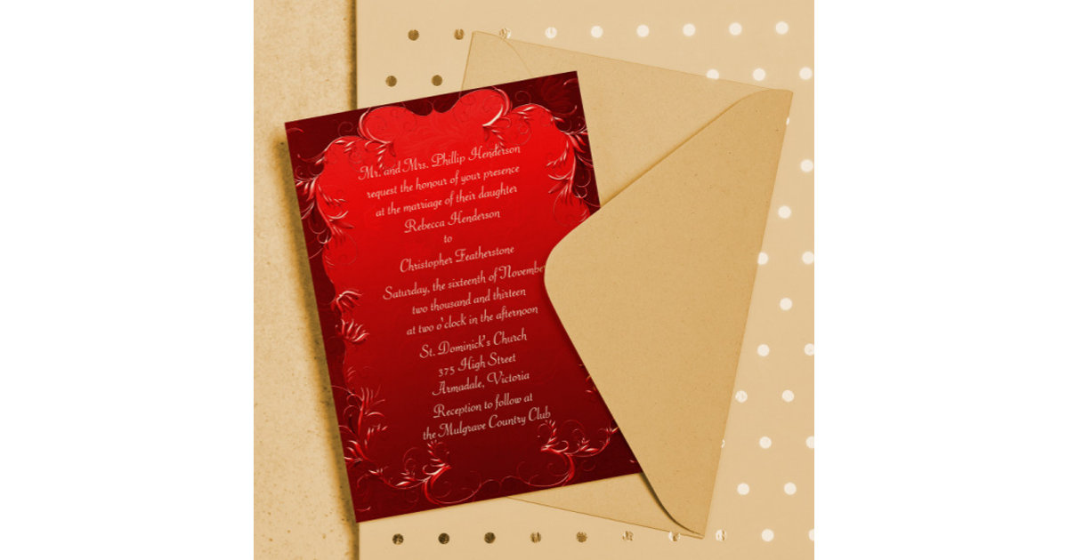 Elegant Red Wedding Invitation | Zazzle
