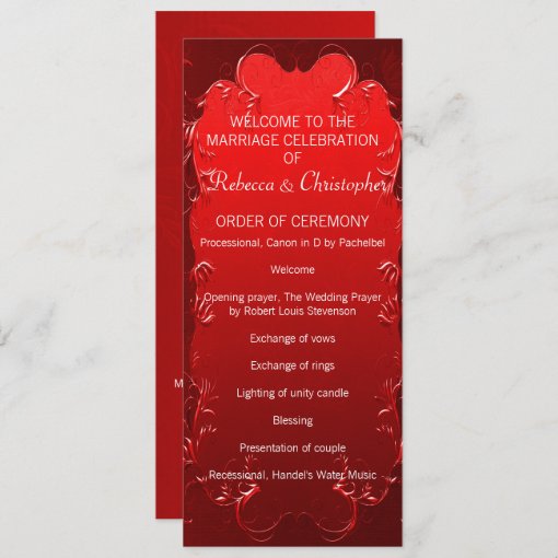 Elegant Red Wedding Program | Zazzle