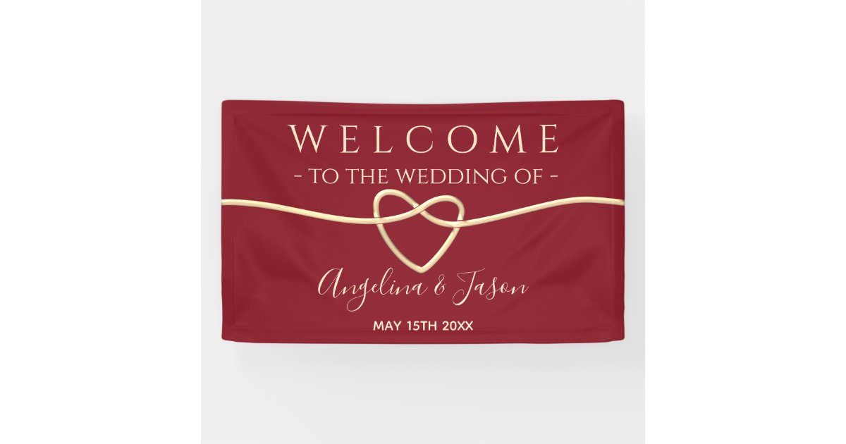 Elegant Red Welcome Wedding Banner | Zazzle