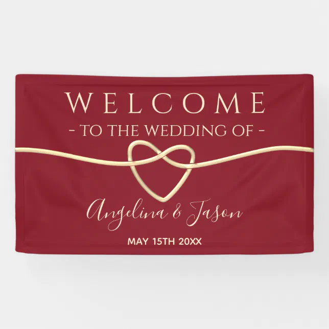Elegant Red Welcome Wedding Banner | Zazzle