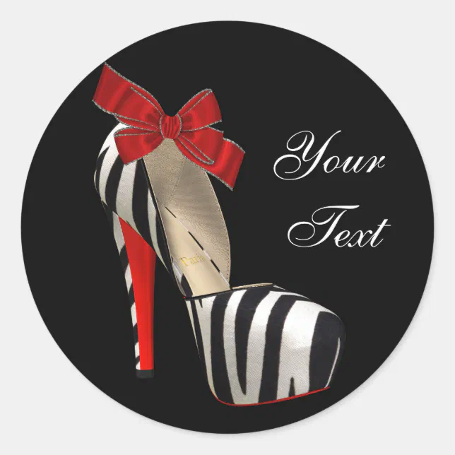 Elegant Red Zebra High Heel Shoe Stickers | Zazzle