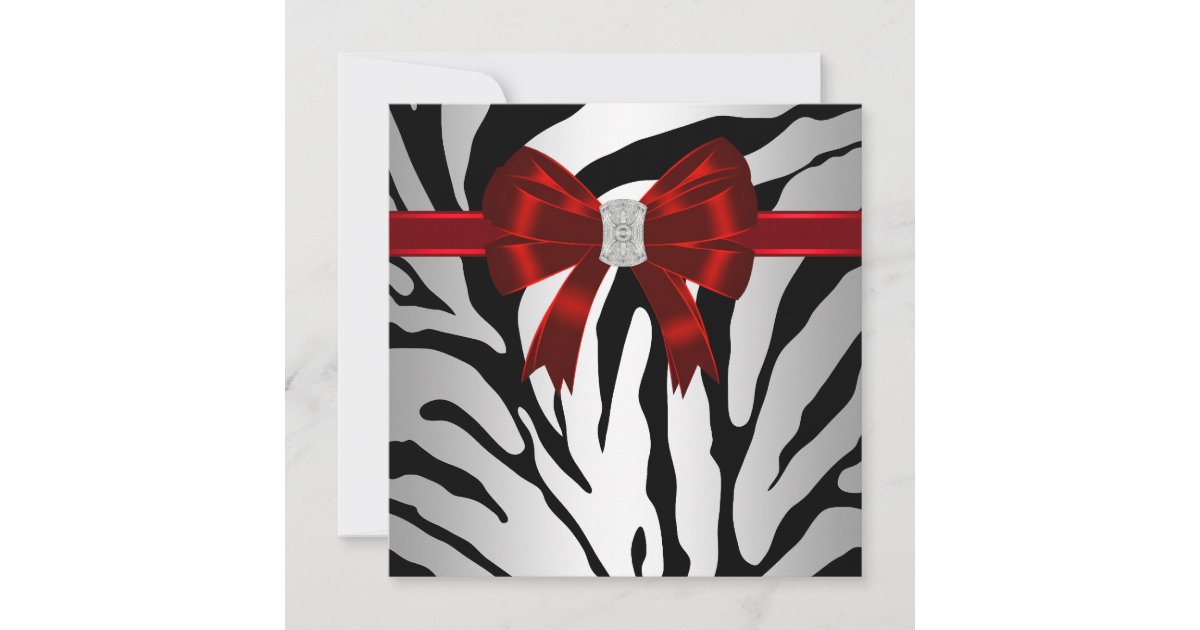 Elegant Red Zebra Party Invitation | Zazzle